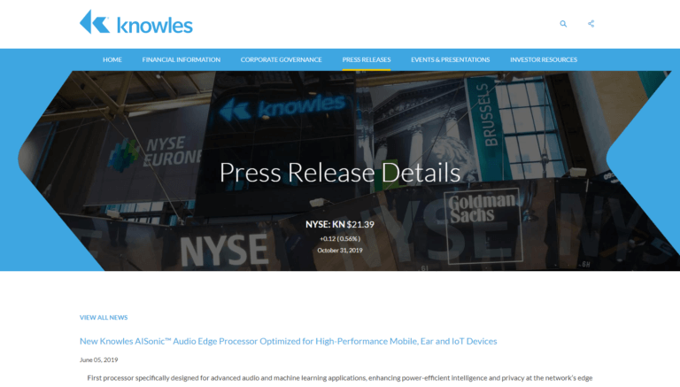 New Knowles AISonic™ Audio Edge Processor Optimized for High ...